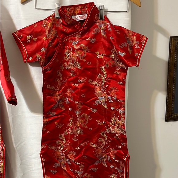 Dresses | Red Cheongsam Dress With Gold Embroidery | Poshmark